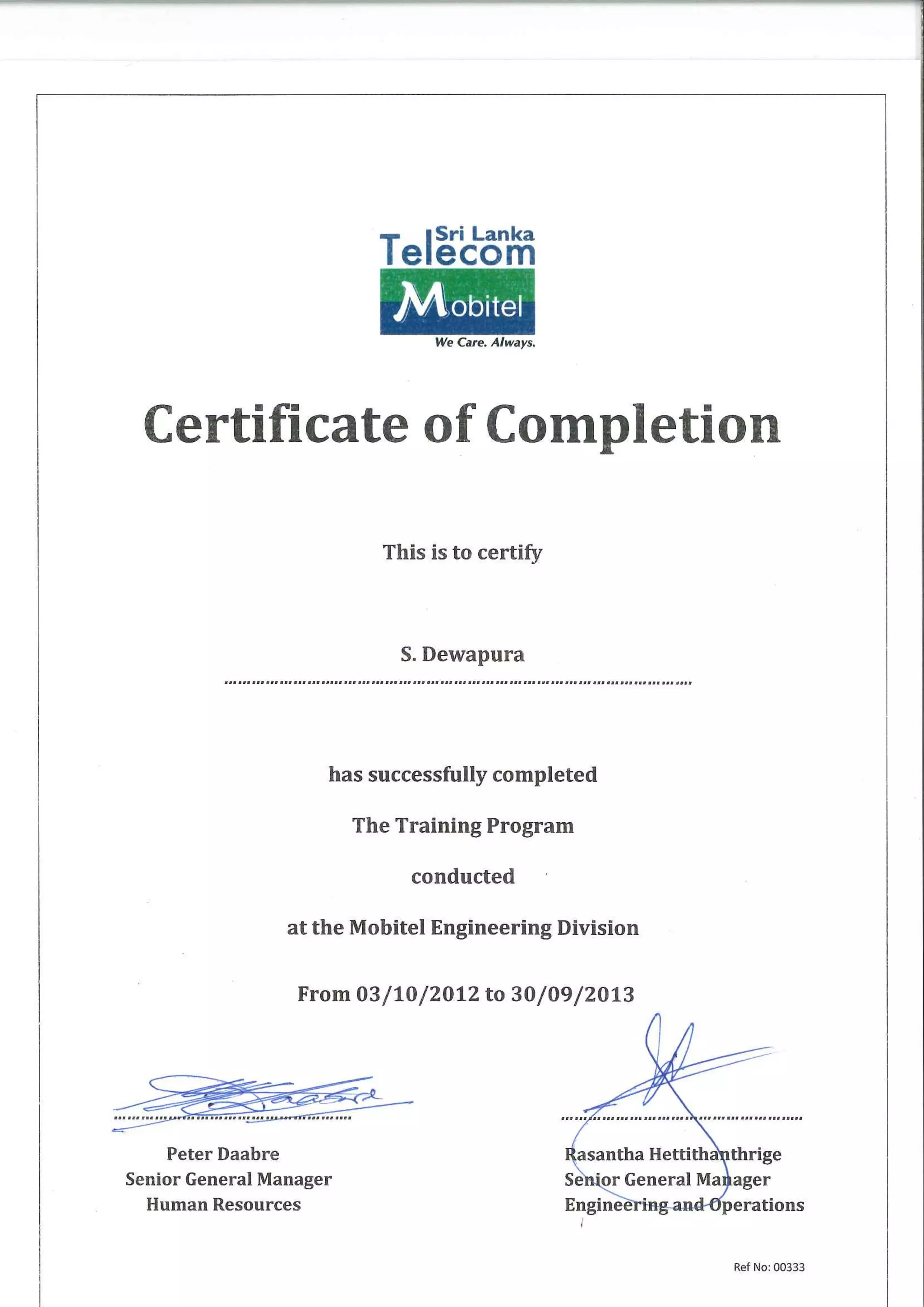 Mobitel training letter | PDF