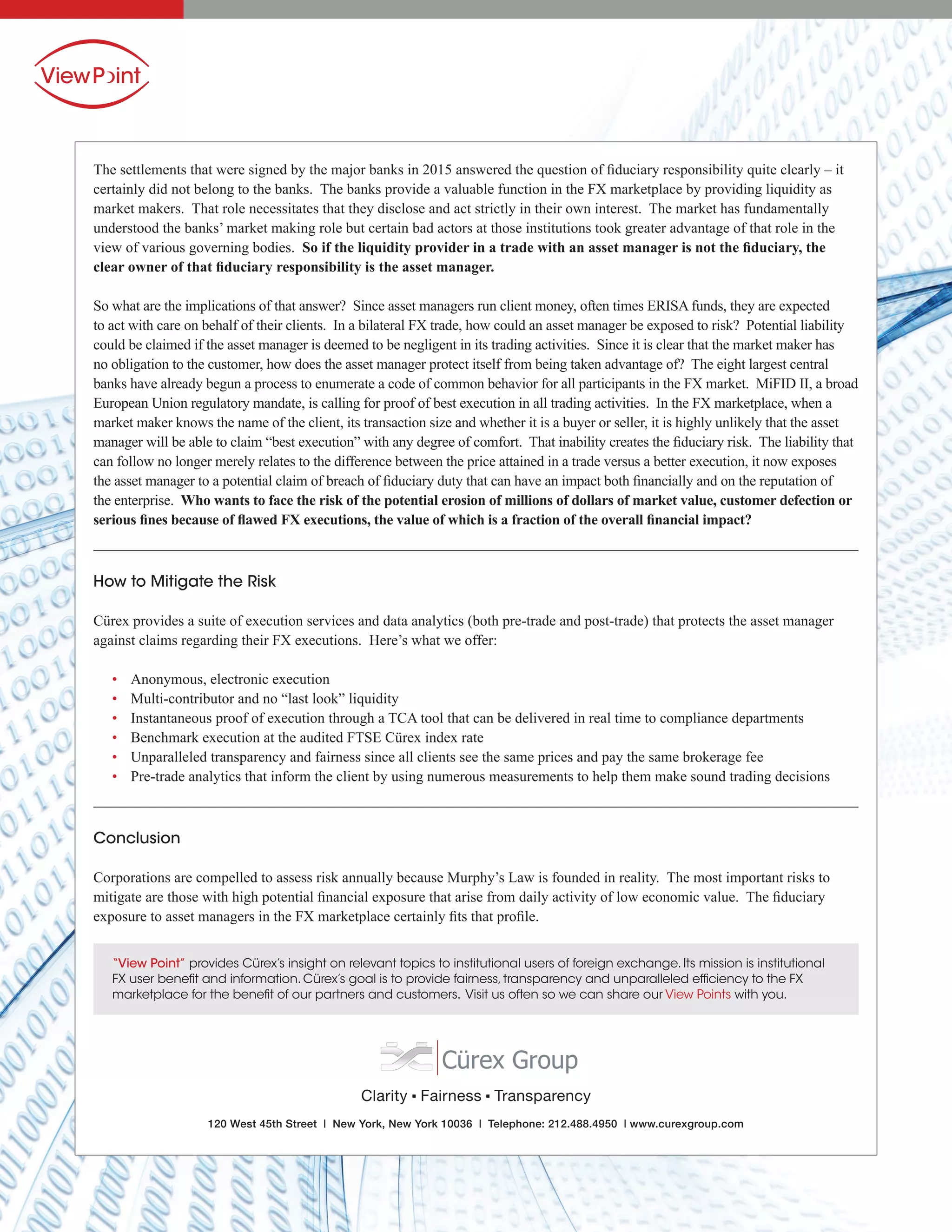 Curex ViewPoint v.1 FX Execution Risk Assesment | PDF