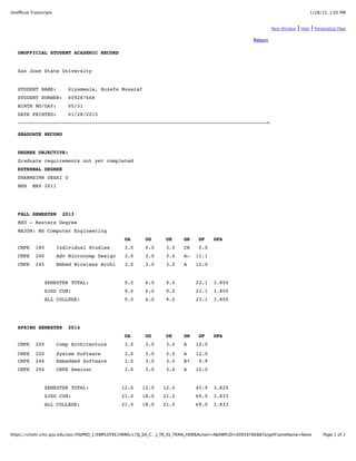 Huzefa Siyamwala Unofficial Transcripts | PDF | Technology & Computing