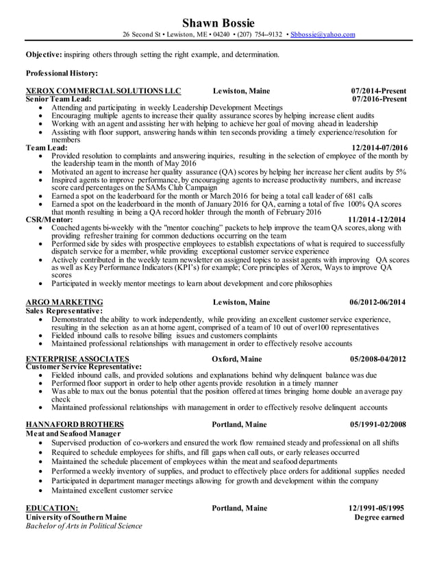 Shawn Bossie Resume | PDF