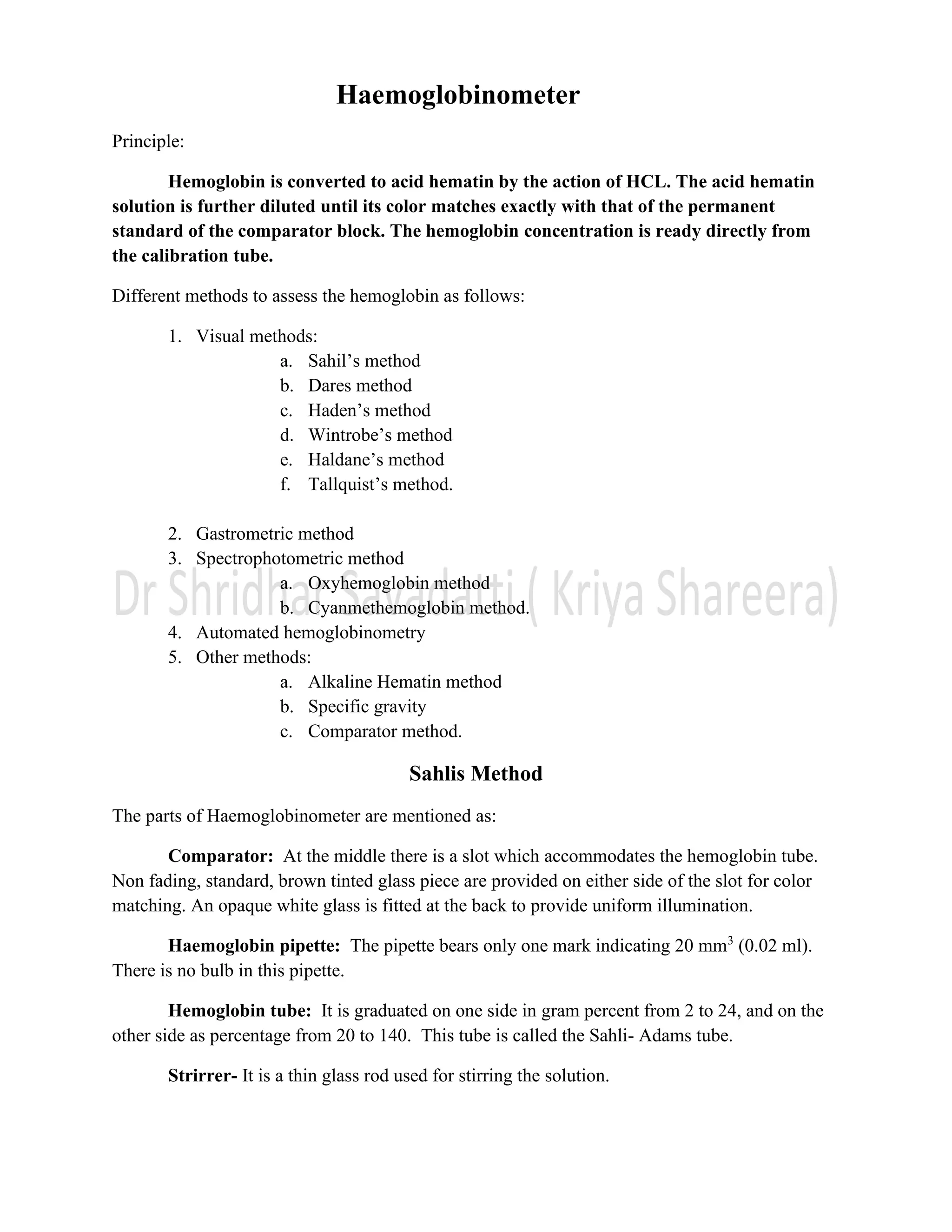 haemoglobinometer.pdf emoglobin is converted to acid hematin by the ...