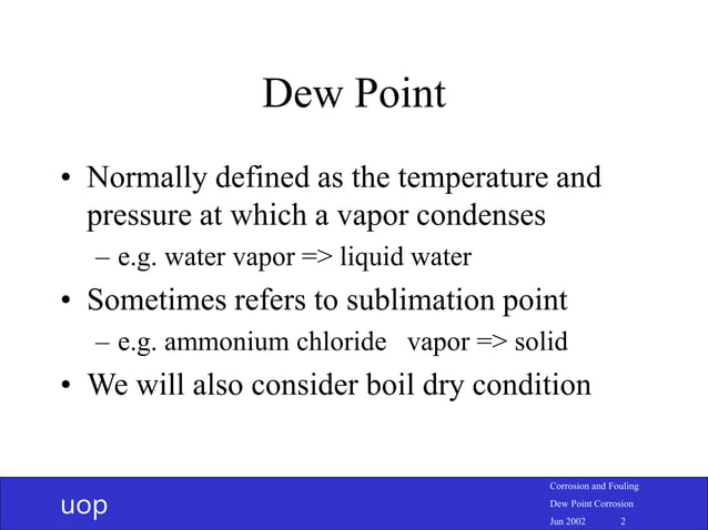 04h Dew Point Corrosion.ppt | Chemistry | Science