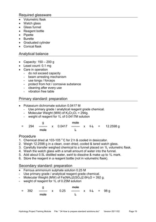 how to prepare standard solutions | PDF