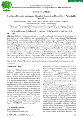 Synthesis, Characterization, and Biological Evaluation of Some Novel Phthalimide Derivatives | PDF
