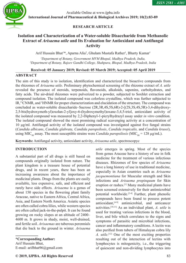 Fourier-transform Infrared Analysis and In Vitro Antibacterial Activity ...