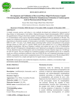 Development and Validation of Reversed Phase-High-Performance Liquid Chromatography, Dissolution ...