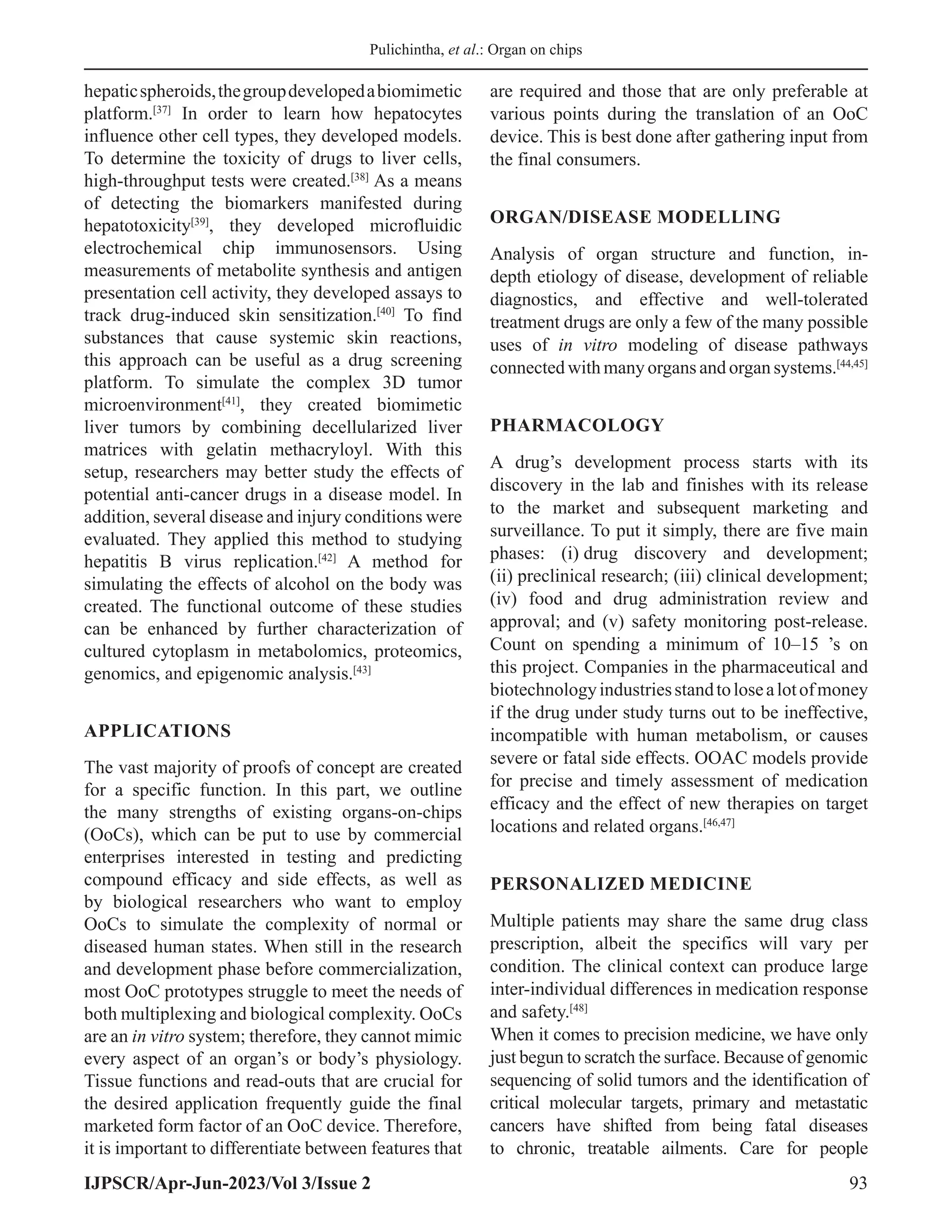 Organ on Chips: A New Paradigm for Alternative Animal Model in Drug Development | PDF
