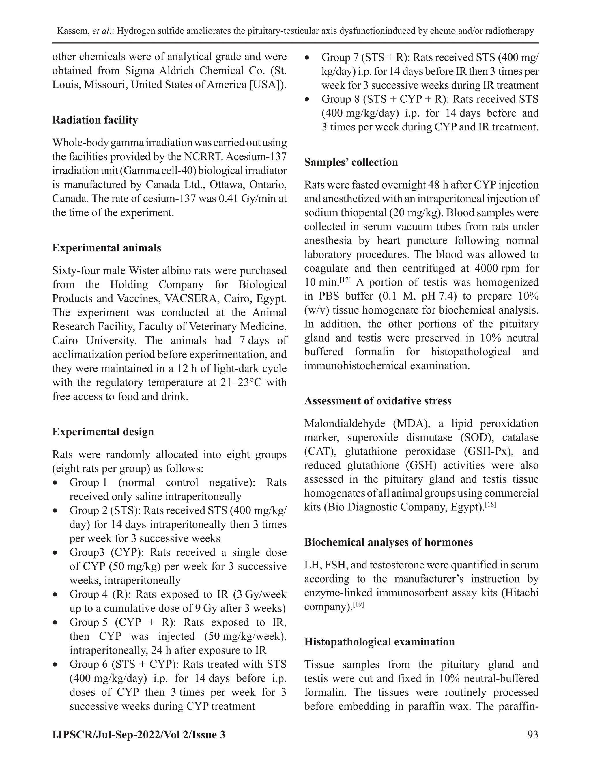Sodium Thiosulfate (Hydrogen Sulfide Donor): Ameliorates the Pituitary ...