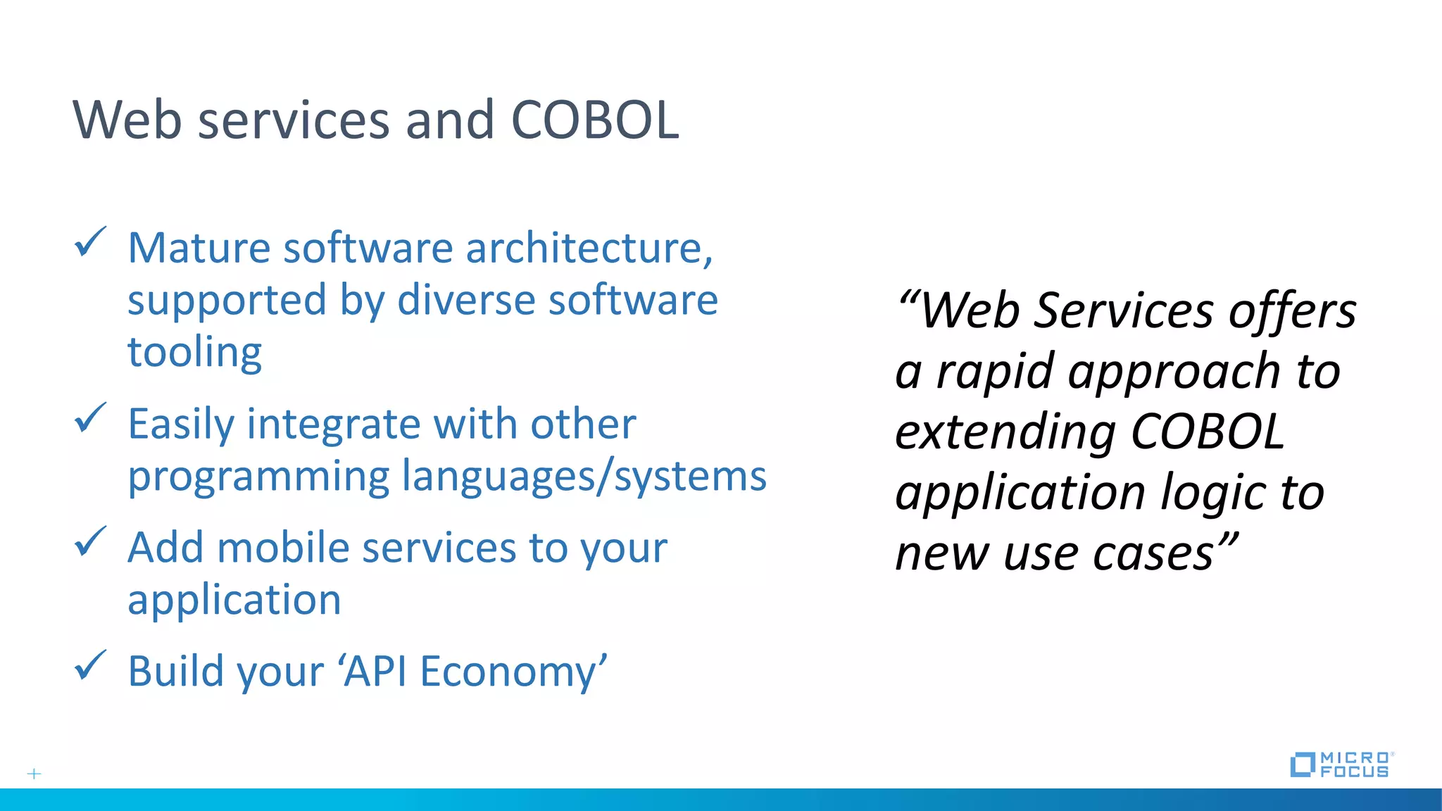 #MFSummit2016 Build: Innovation and the next generation of COBOL ...
