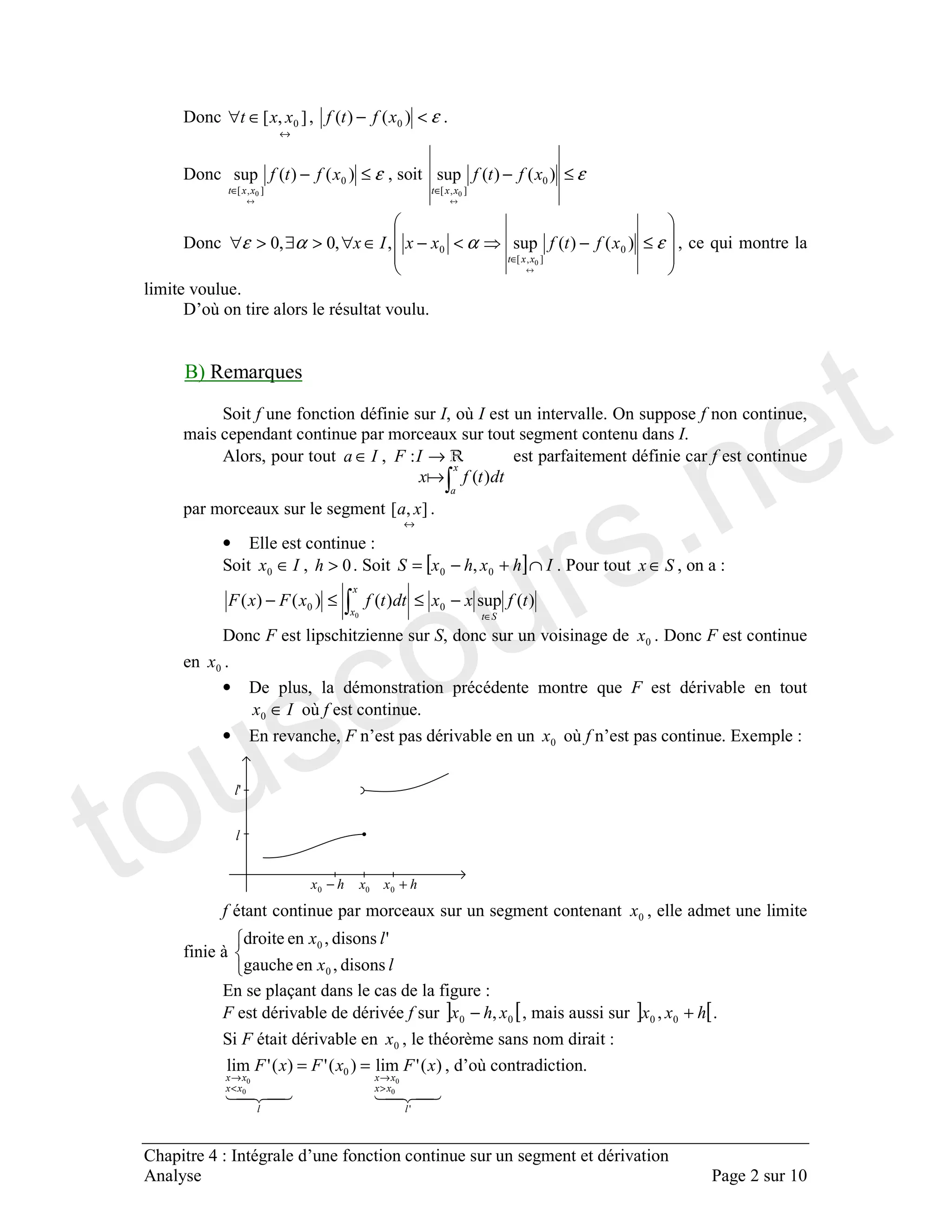 04 intégrale d'une fonction continue sur un segment et dérivation | PDF