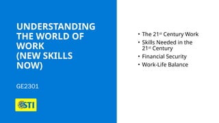 Understanding the World of Work (New Skills Now) | PPSX