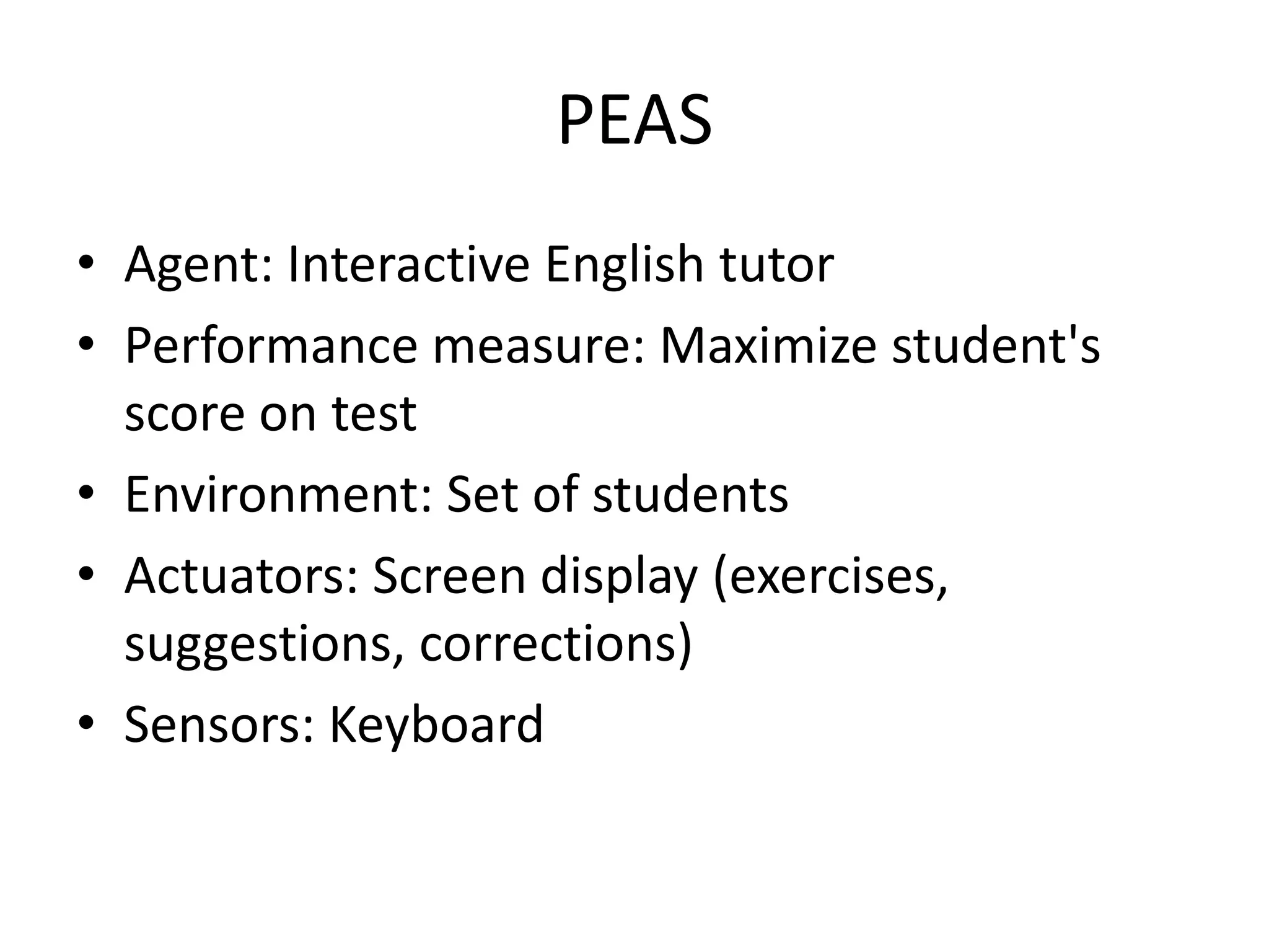 Artificial Intelligence PEAS | PPTX