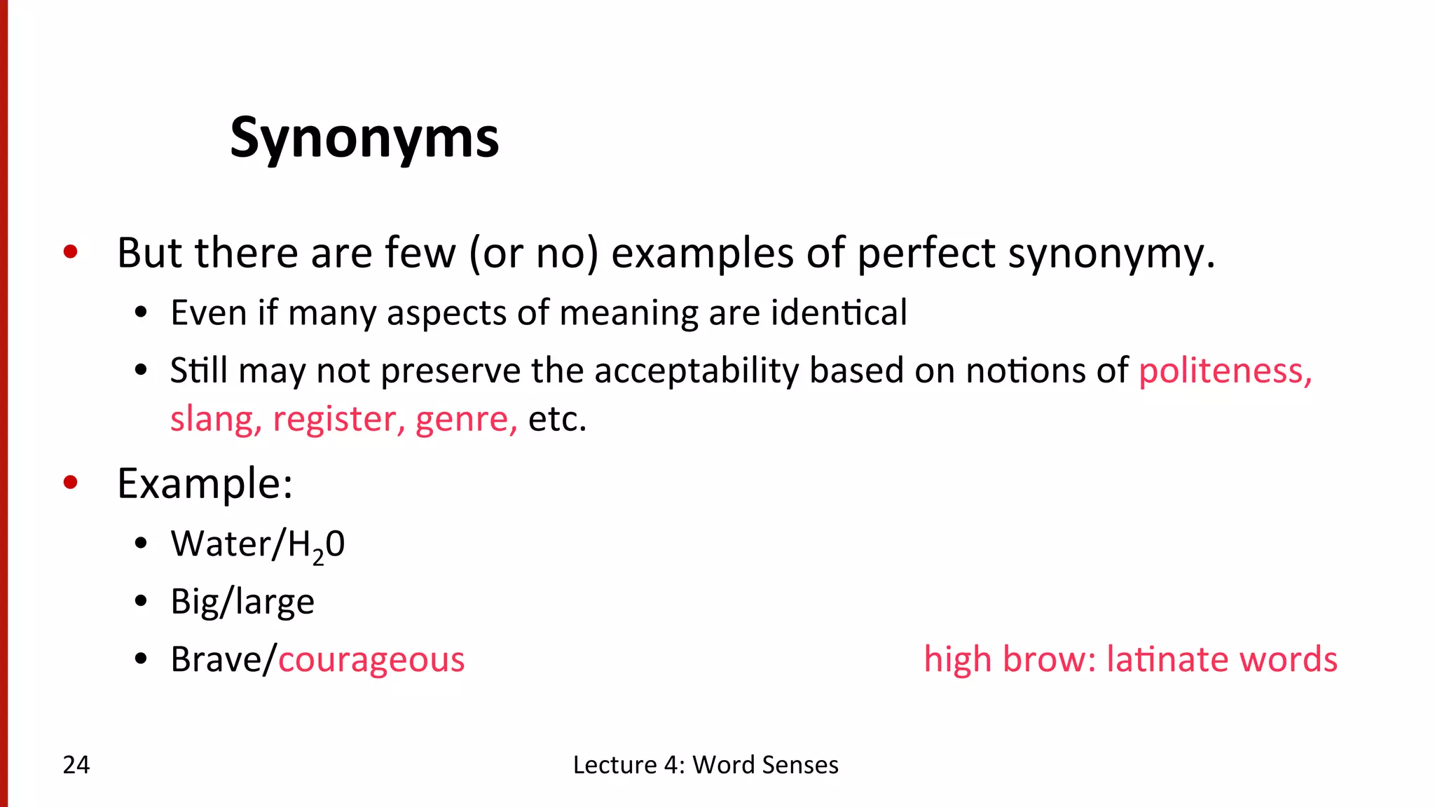 Lecture: Word Senses | PPT