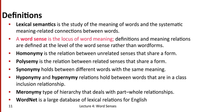 Lecture: Word Senses | PDF