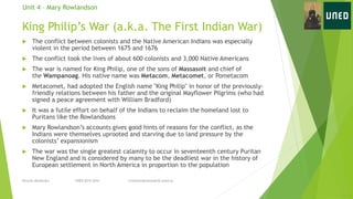 UNED American Literature I: 04 Mary Rowlandson | PDF