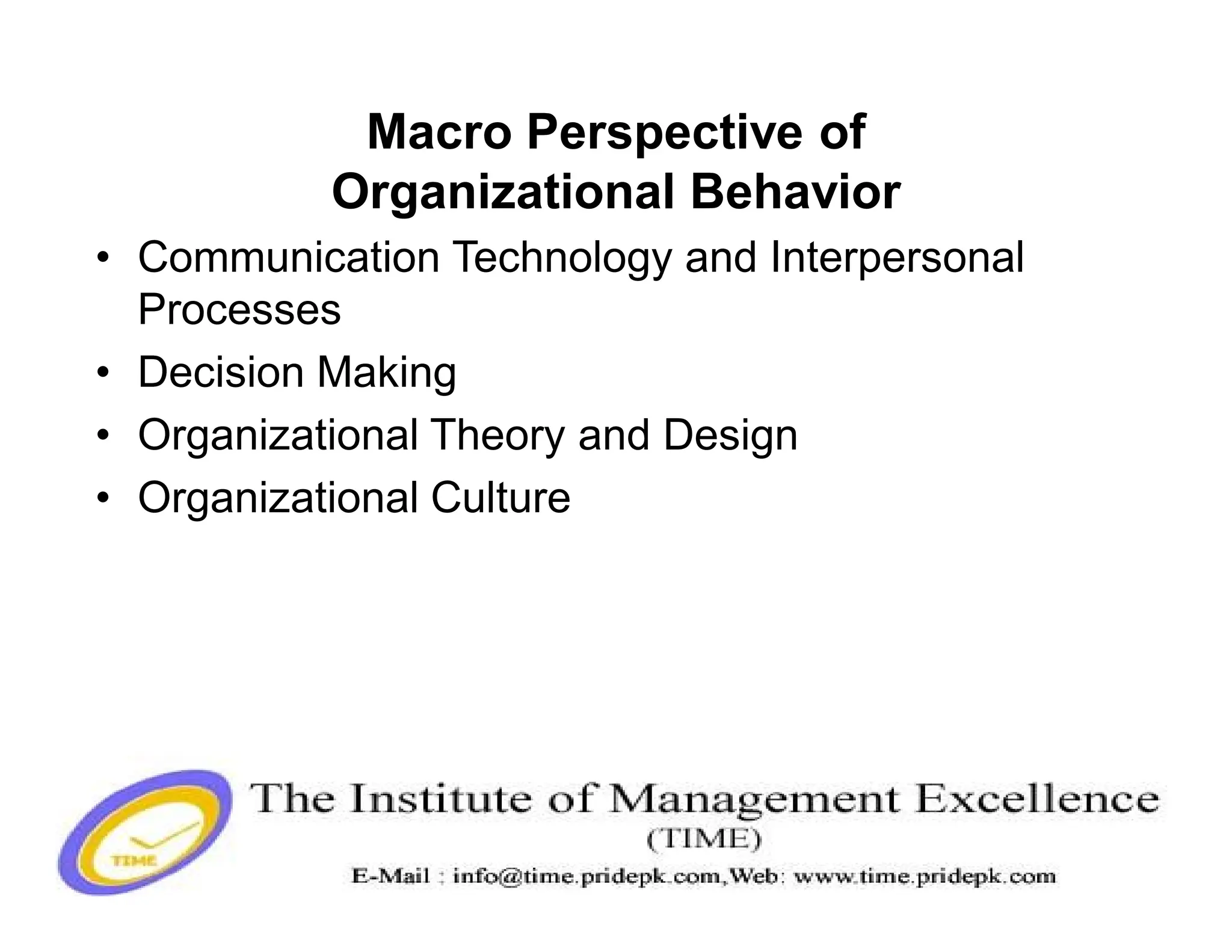 Macro perspective Organisation Behaviour | PDF