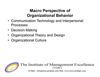 Macro perspective Organisation Behaviour | PDF