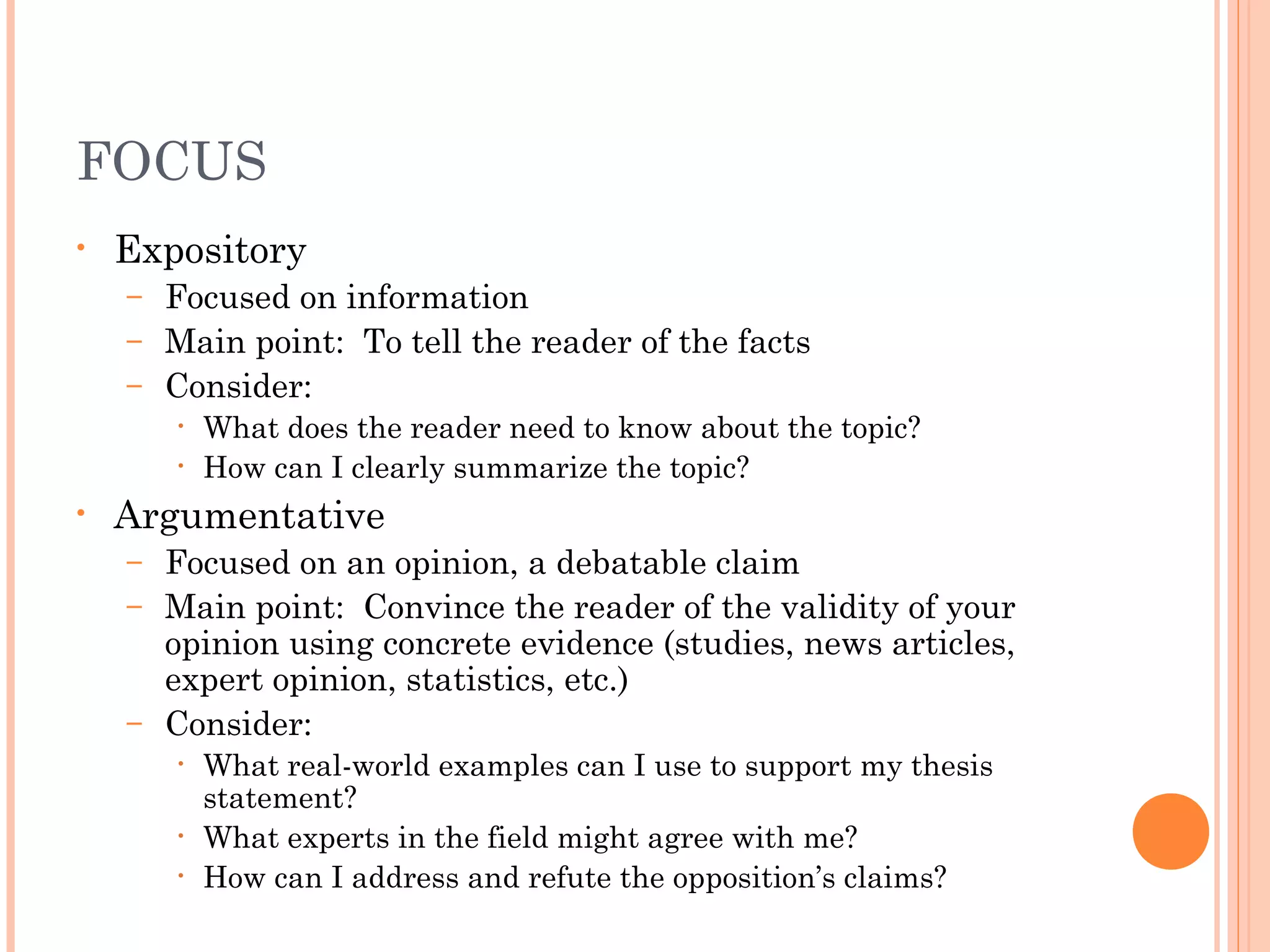 English 104: Expository vs. Argumentative | PPT