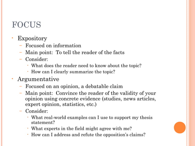 English 104: Expository vs. Argumentative | PPT