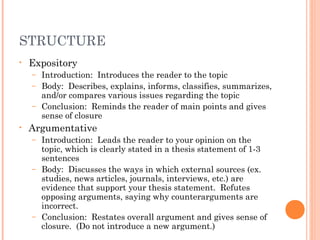 English 104: Expository vs. Argumentative | PPT