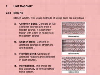 MASONRY -Building Technology and Construction | PDF