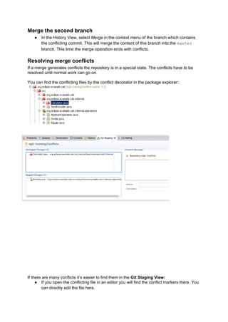 Git Tutorial EclipseCon France 2014 - Git Exercise 04 - merging rebasing and resolving conflicts ...