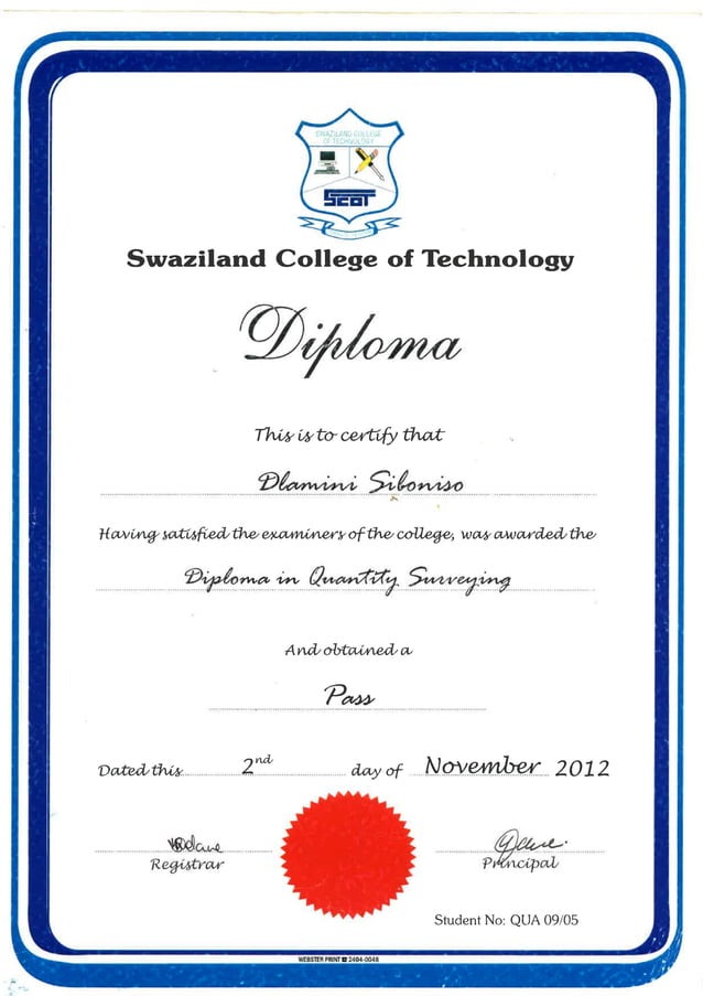 O'level certificate and Diploma in QS certificate | PDF