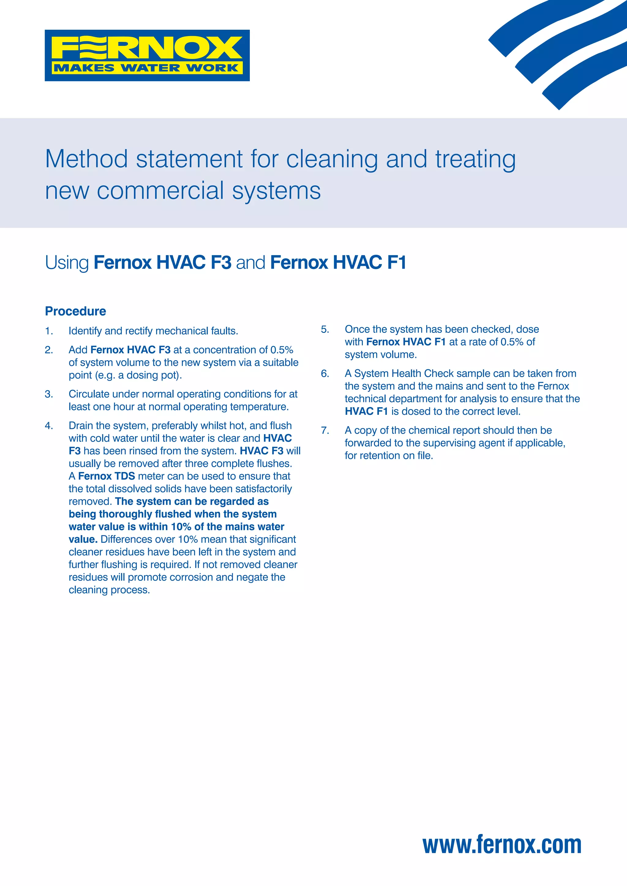 Method Statement Cleaning and Treating New Commercial Systems | PDF