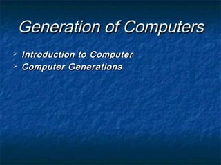 Generation of computer | PPT