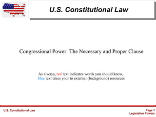 Congressional Power: Necessary and Proper Clause | PDF