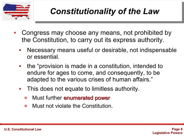 Congressional Power: Necessary and Proper Clause | PPT