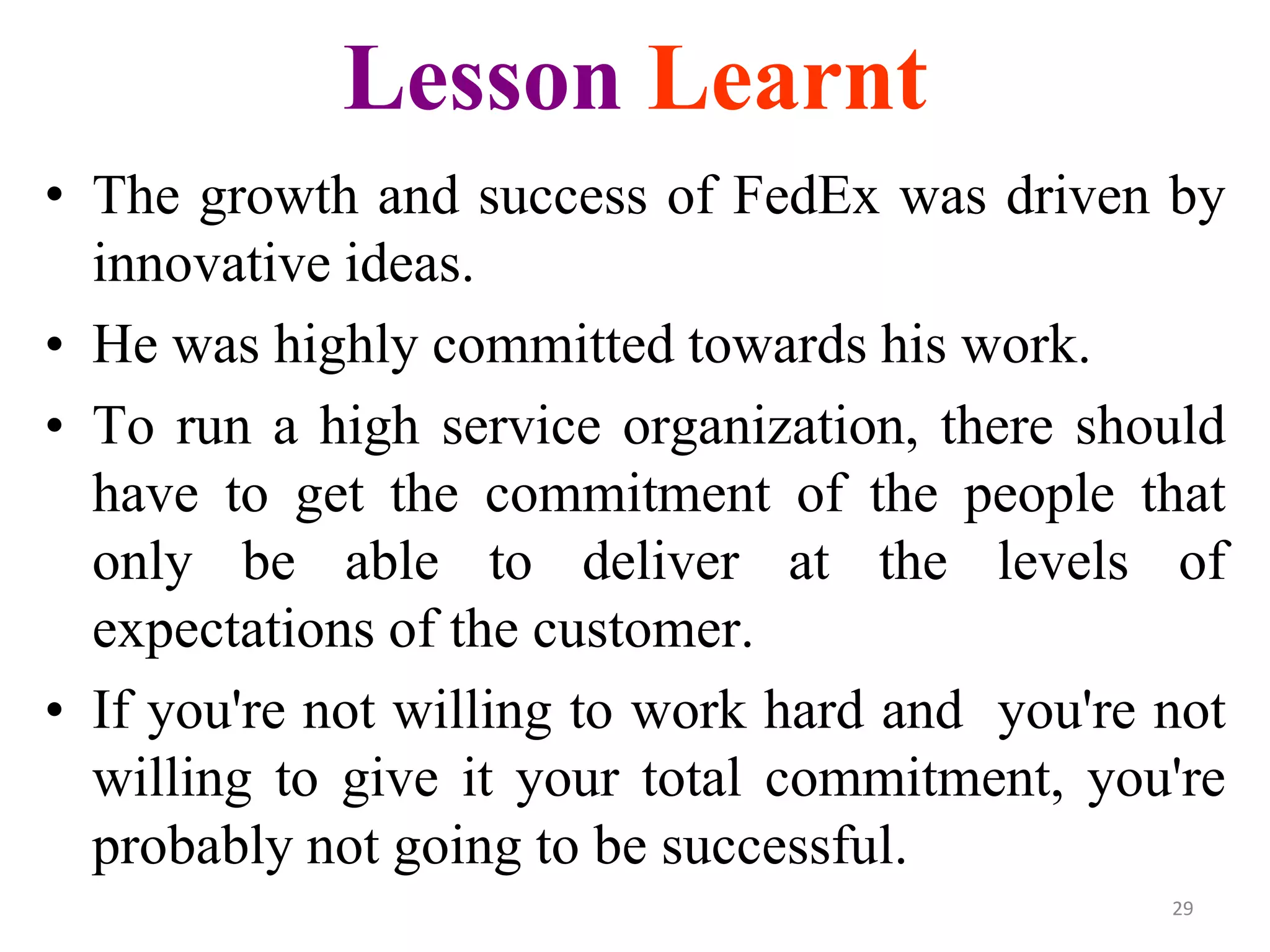 Opening profile of Fredrick W. Smith | PPT