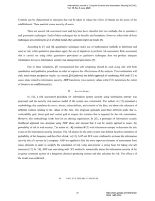 Information Security Risk Analysis Using Analytic Hierarchy Process and Fuzzy Comprehensive ...