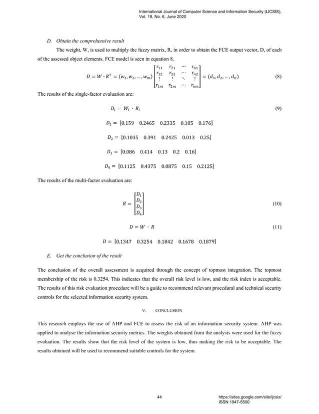 Information Security Risk Analysis Using Analytic Hierarchy Process and Fuzzy Comprehensive ...
