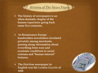 History of News Paper | PPT