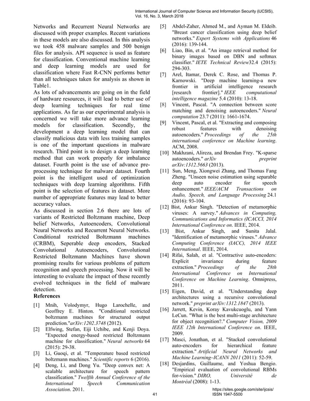 A Survey Of Deep Learning Algorithms For Malware Detection Pdf