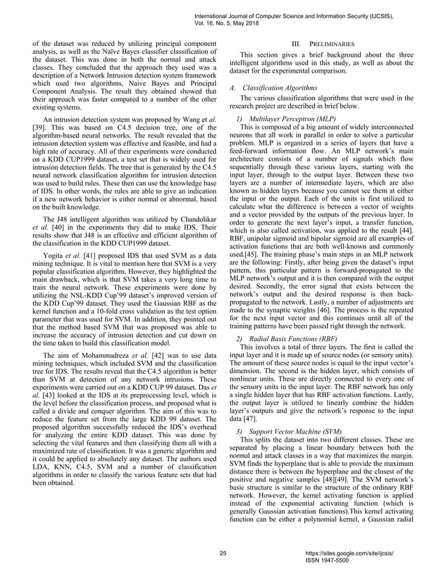 Intelligent Intrusion Detection System Based On Mlp Rbf And Svm Classification Algorithms A