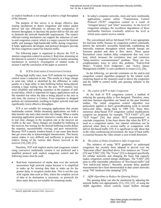 A Review on Congestion Control Approaches for Real-Time Streaming Application in the Internet | PDF