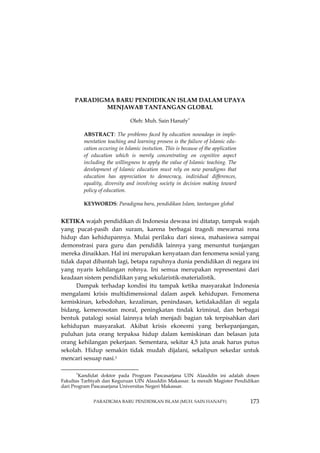 paradigma baru pendidikan islam | PDF