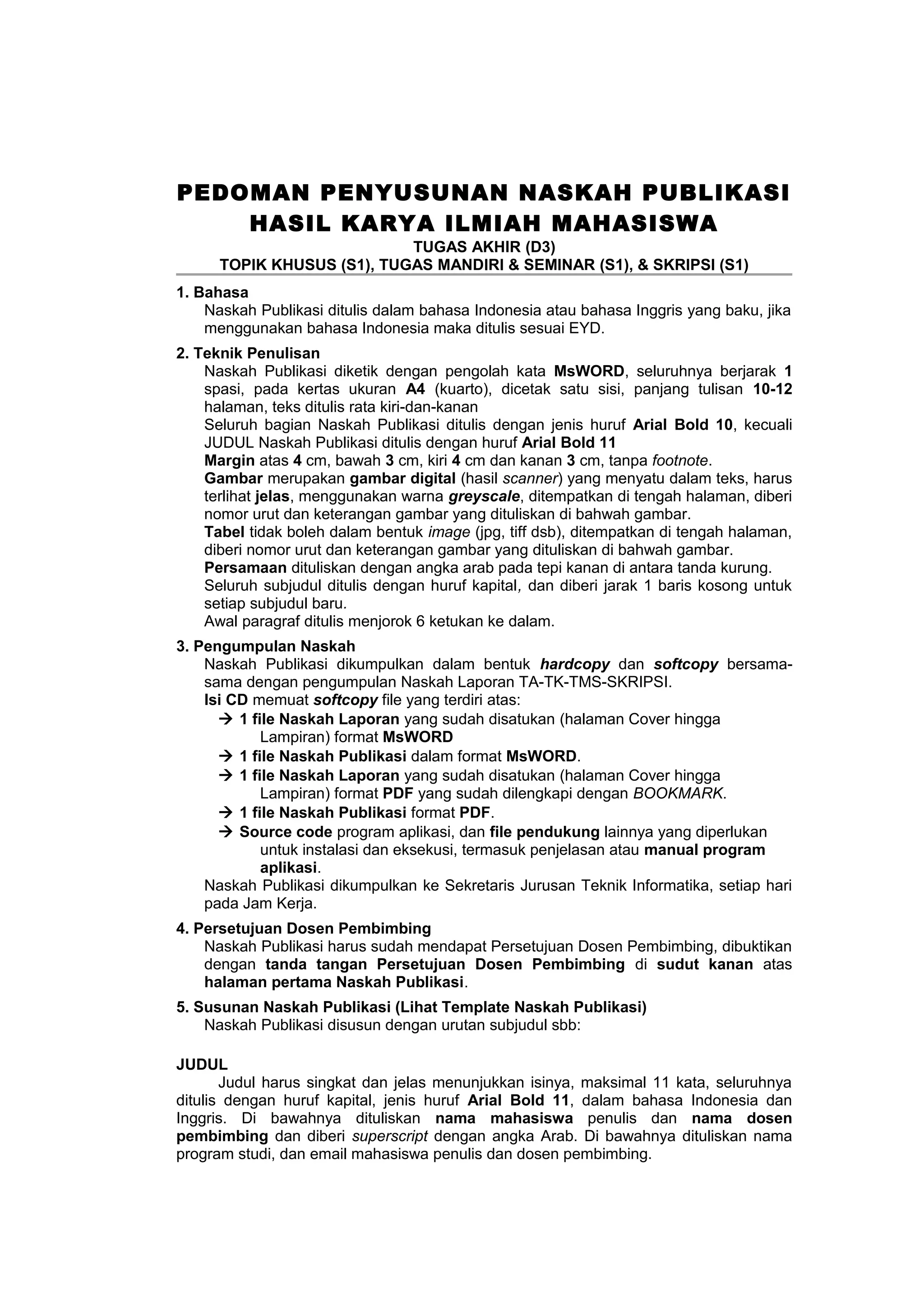 04 pedoman penyusunan naskah publikasi tms skripsi s1 2010 | PDF | Free ...