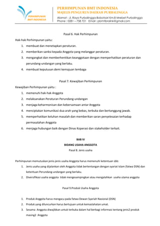 Peraturan Pokok Keanggotaan PBMTI MPD Purbalingga | PDF