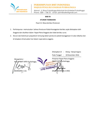 Peraturan Pokok Keanggotaan PBMTI MPD Purbalingga | PDF