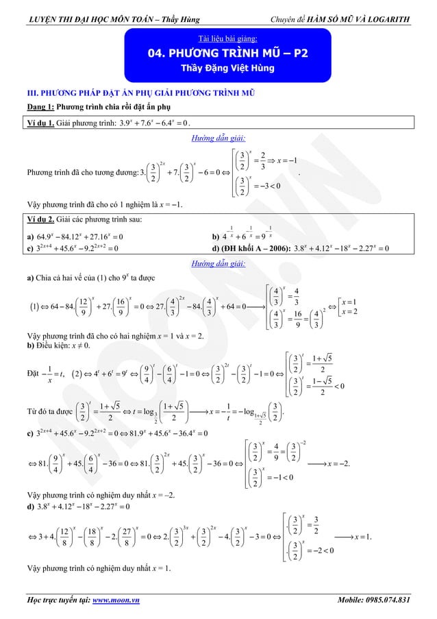 04 phuong trinh mu p2 | PDF