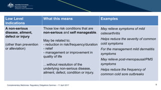 Presentation: Complementary Medicines Regulatory Reforms: Permitted ...