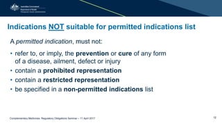 Presentation: Complementary Medicines Regulatory Reforms: Permitted ...