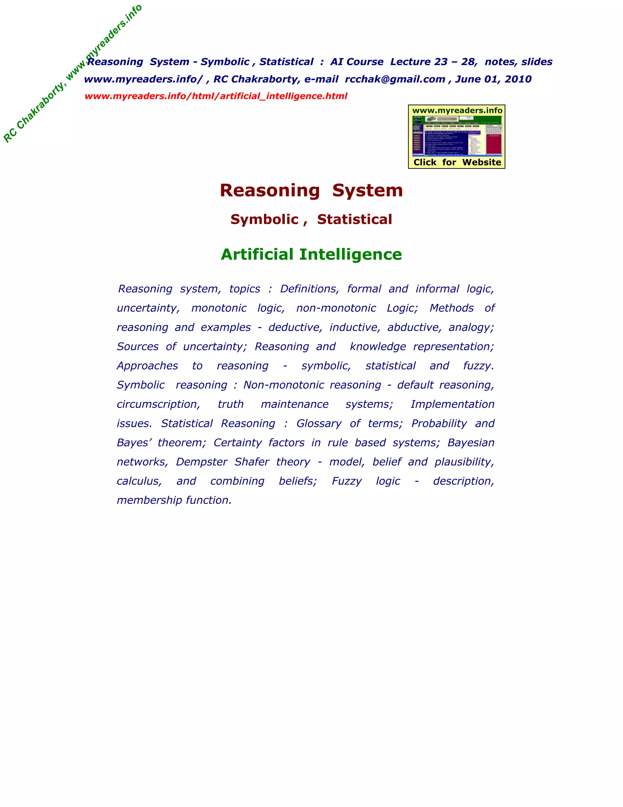 04 reasoning systems | PDF