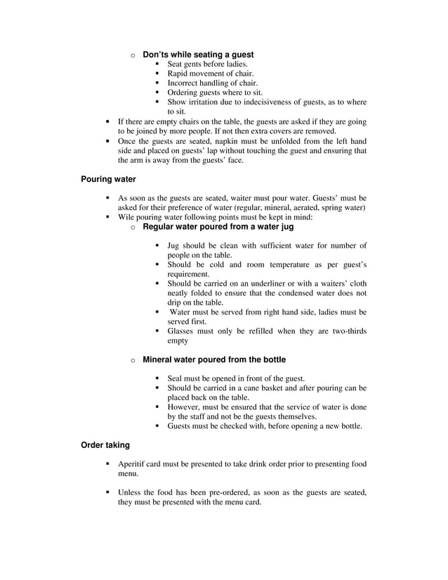 04 sequence of service | PDF | Food & Drink