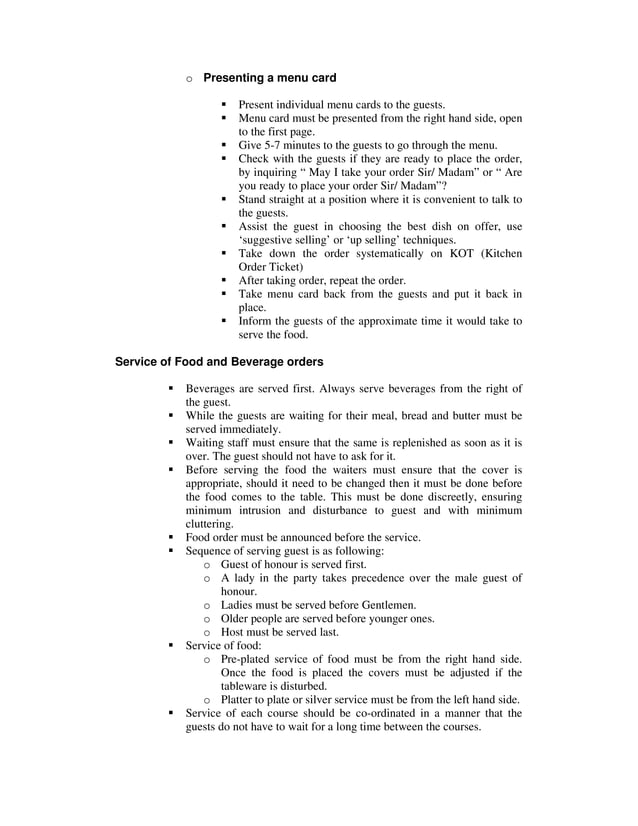 04 sequence of service | PDF | Food & Drink