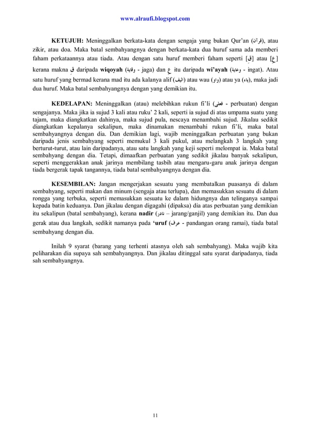 \syarat sah sembahyang | PDF