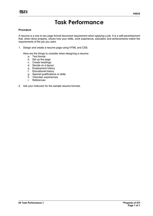 04 task performance 1 | PDF